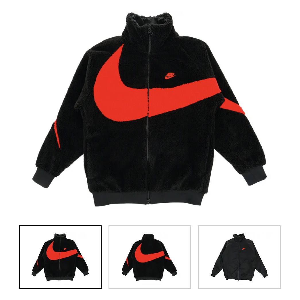 LF: NIKE big swoosh reversible boa jacket, Women's Fashion, Coats ...