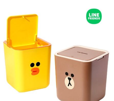 Line Friends Desktop Trash Bin Home Office Table Trash Can Storage Box ...