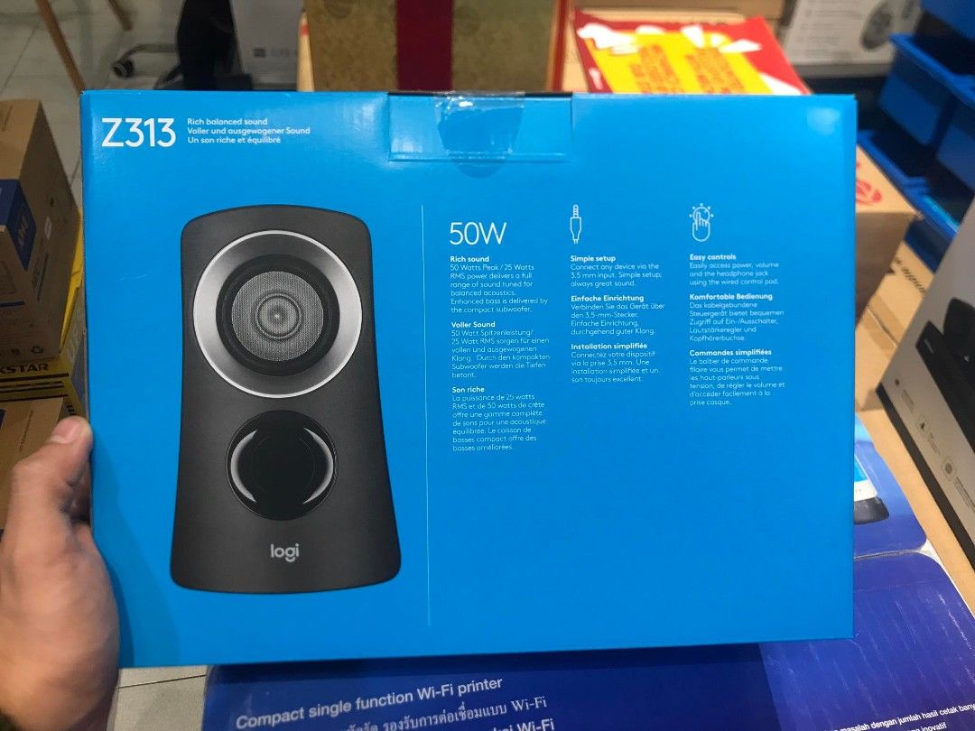 Logitech Z313 Speaker System With Subwoofer 3 5mm Input 50 Watts Peak 25 Watts Rms Power