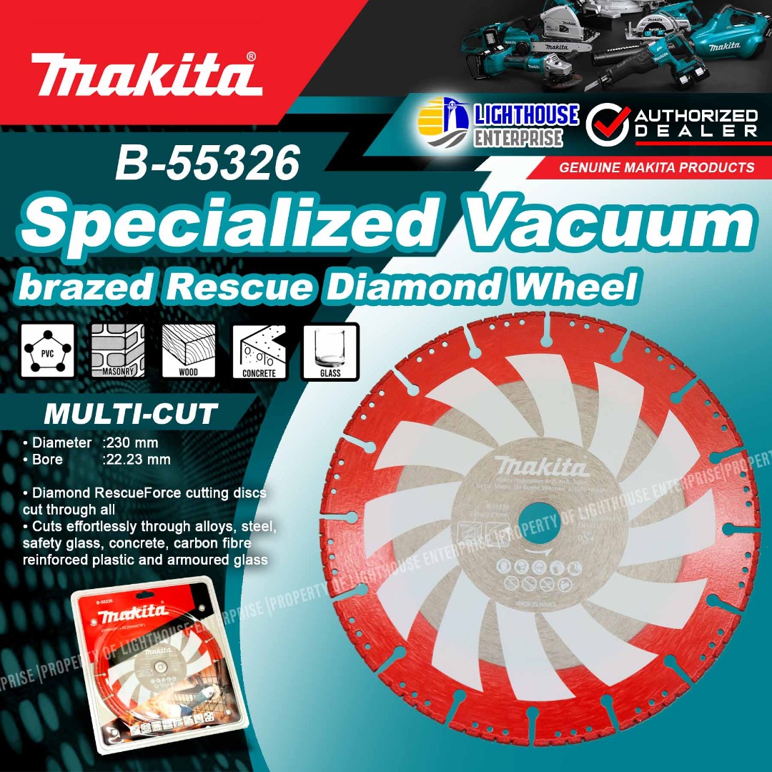 MAKITA 230mm 9" Specialized/Vacuum Brazed Rescue Diamond Wheel (B-55326 ...