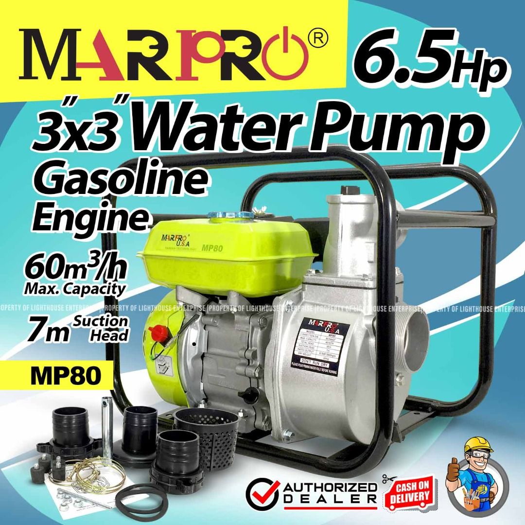MARPRO USA 3x3 6.5HP Gasoline Water Pump Set (MP80) *LIGHTHOUSE ...