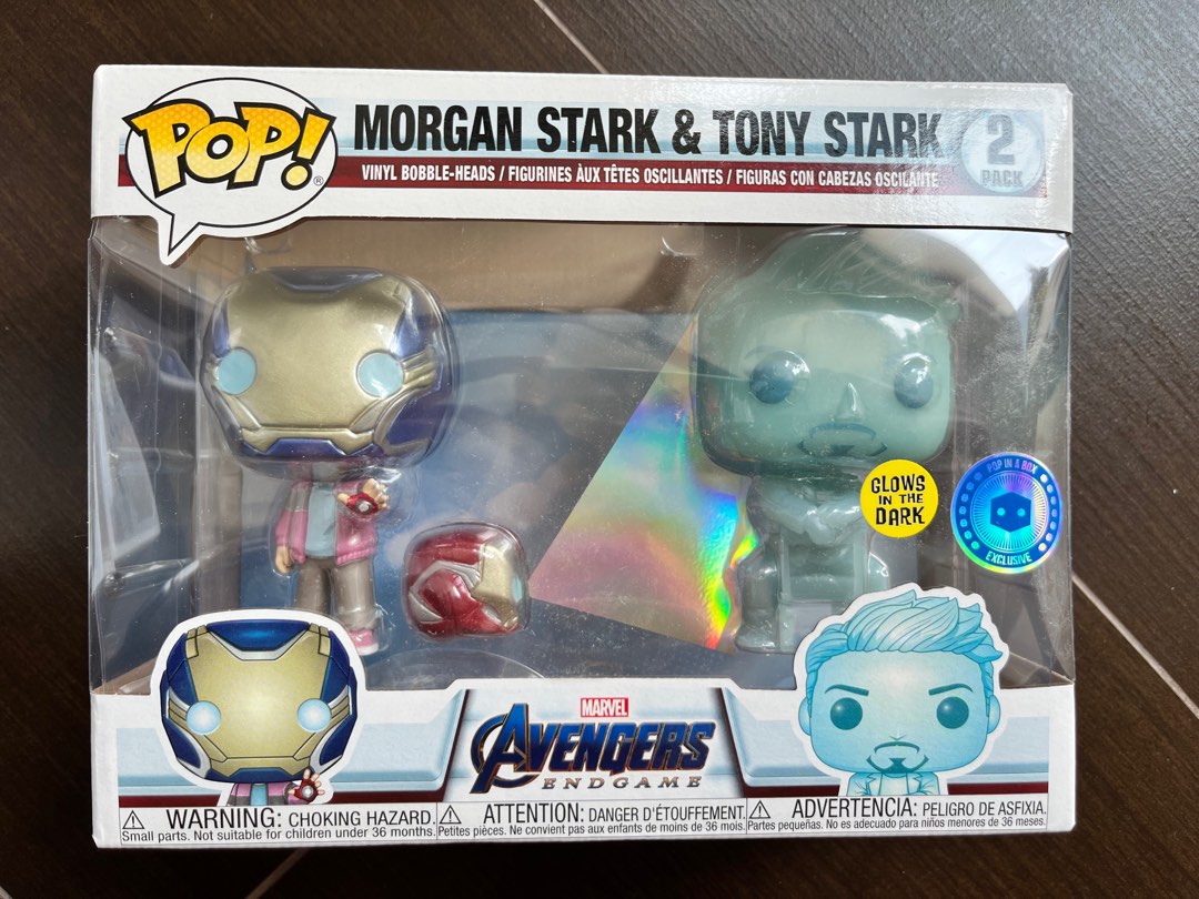 Marvel FUNKO POP 2 Pack Glow in Dark Morgan Stark & Hologram Tony Stark ...