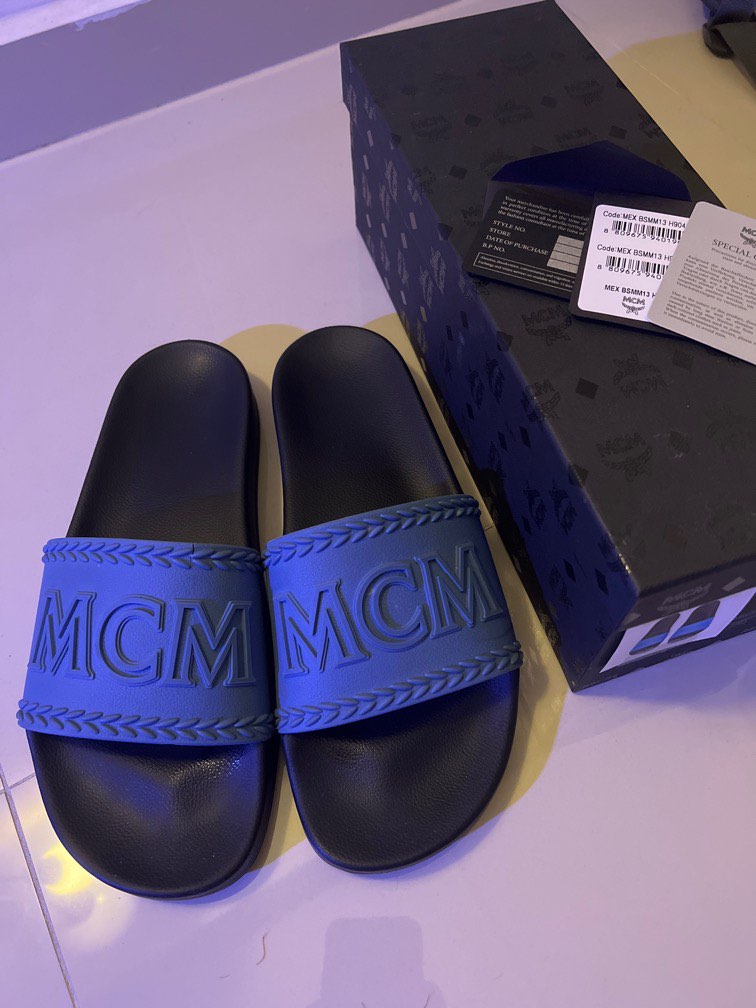 MCM Slides, Men's Fashion, Footwear, Flipflops and Slides on Carousell