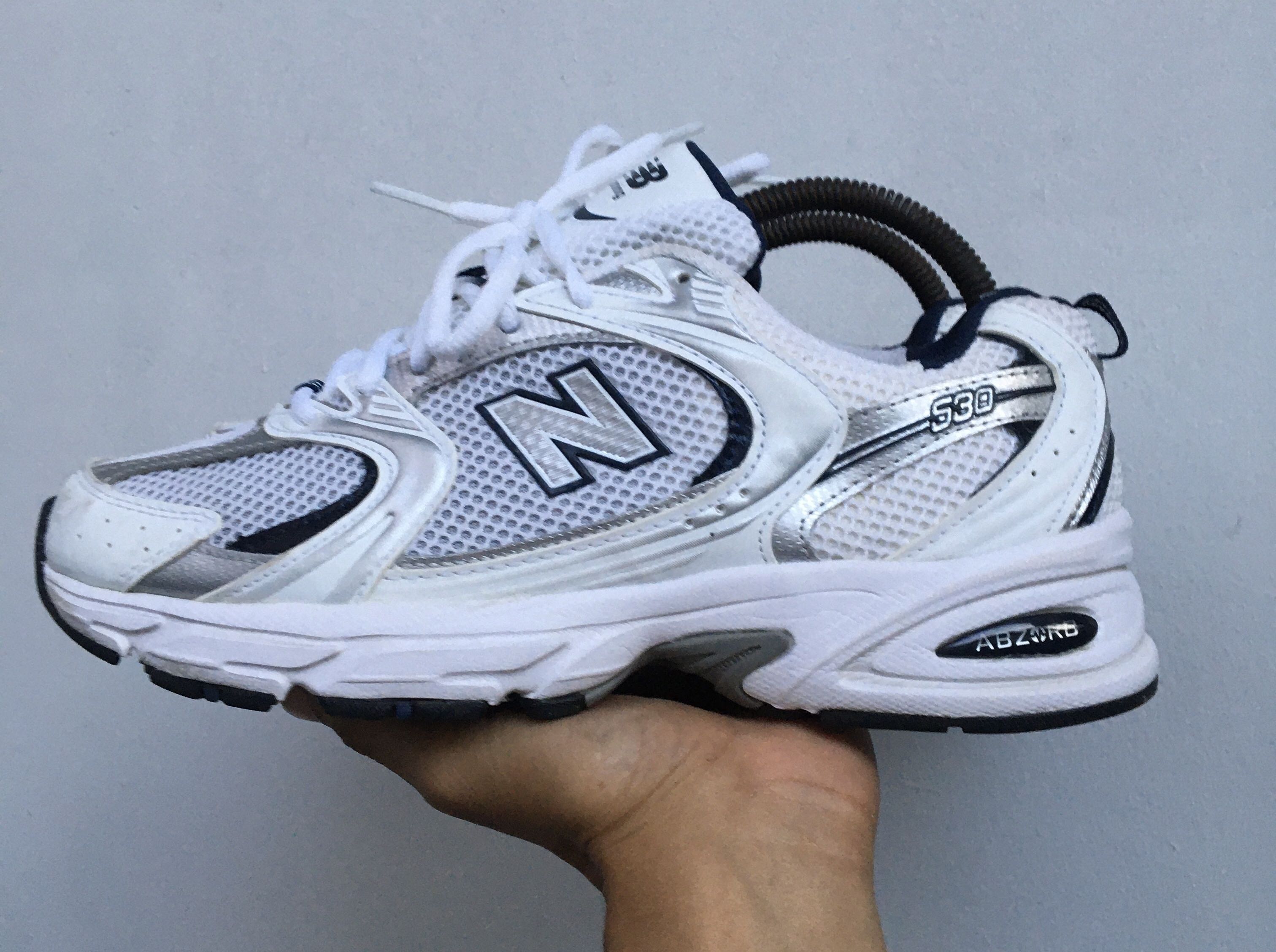 New balance 530 v2 silver navy on Carousell