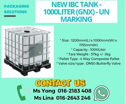 NEW IBC TANK 1000L UN MARKING, Furniture & Home Living, Home ...