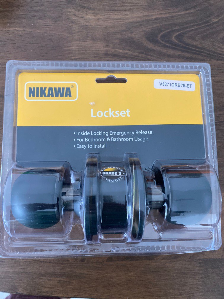 NIKAWA cylindrical lock 3871 Matte Black 60mm, Furniture & Home Living ...