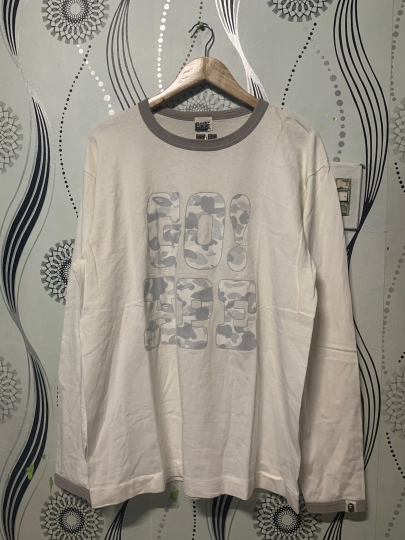 OG Bape - “Go! Ape” Ringer LS, Men's Fashion, Activewear on Carousell