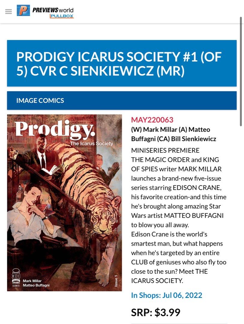 Prodigy The Icarus Society #1-5 | COMPLETE SET | IMAGE COMICS| 2022 ...
