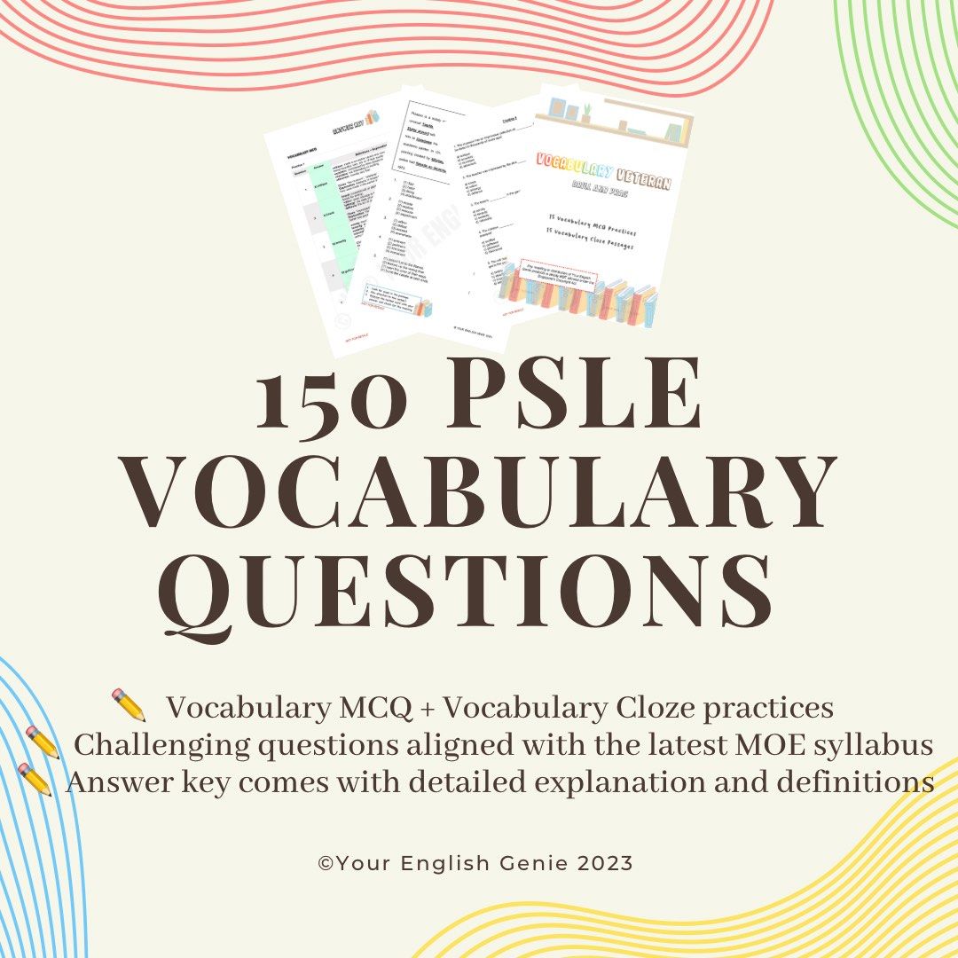 PSLE Vocabulary Practice Book (150 Vocab MCQ and Cloze Questions ...