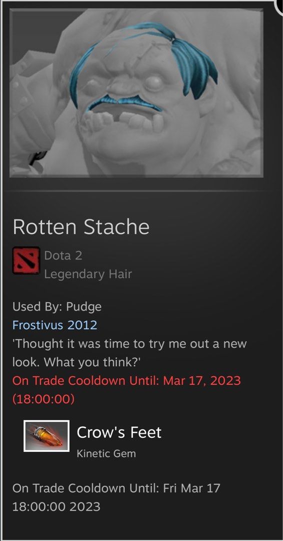 Rotten Stache Pudge Dota 2, Video Gaming, Gaming Accessories, In-Game ...