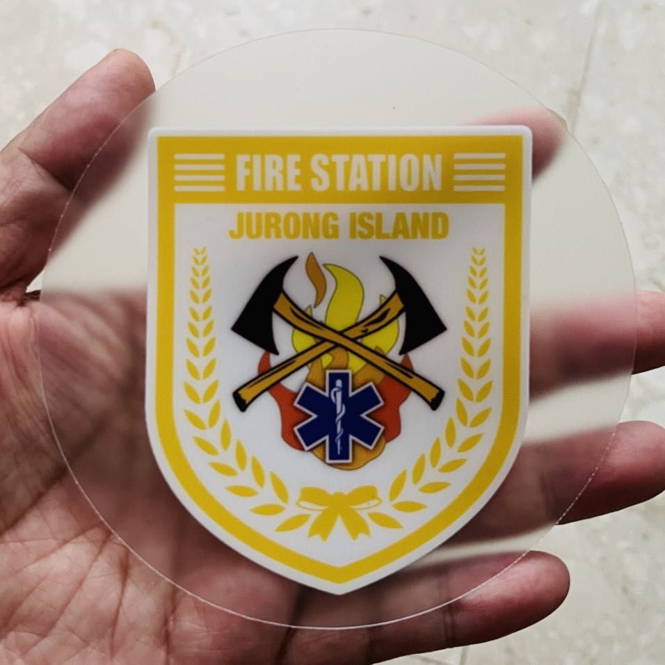 SCDF Jurong Island Fire Station. Static Cling Car Decal . 11cm diameter ...