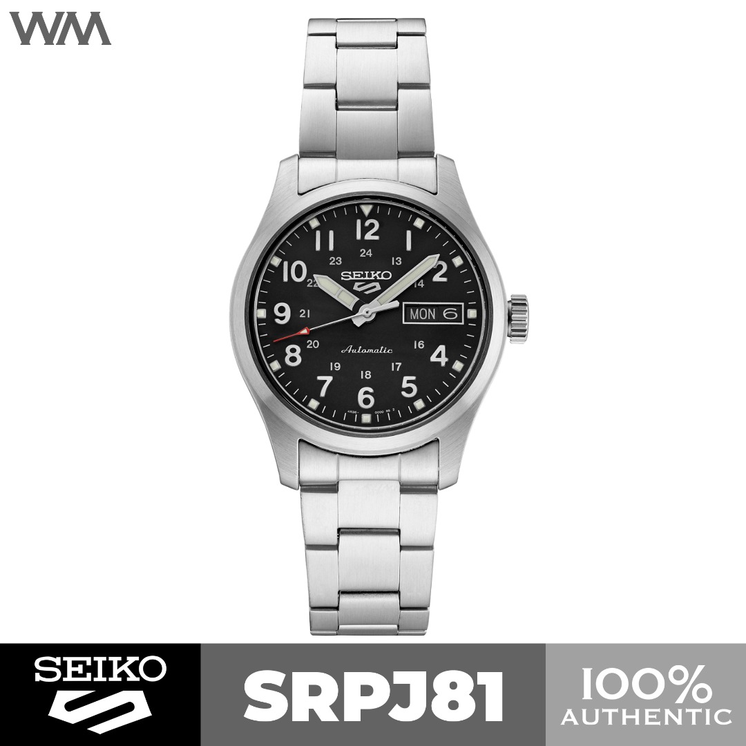 Seiko 5 Sports 36mm Mid Size Field Stainless Steel Automatic Watch ...