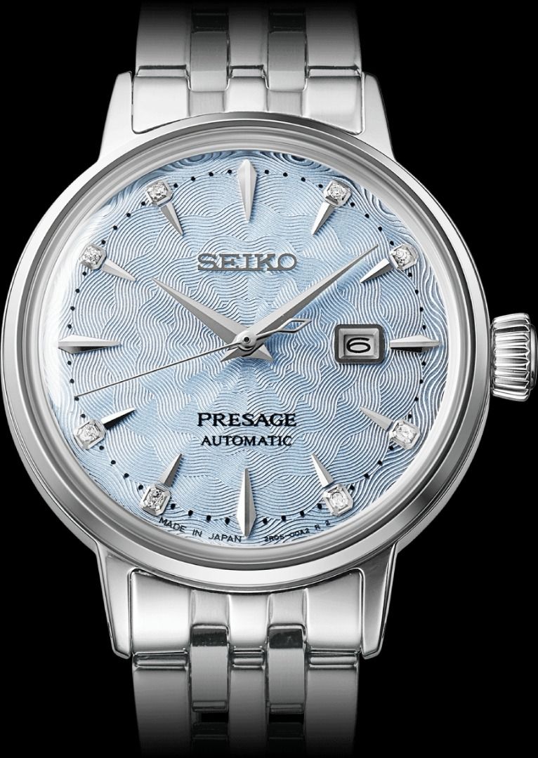 Seiko Presage Sky Diving Cocktail Time Blue Textured Dial with Diamonds ...