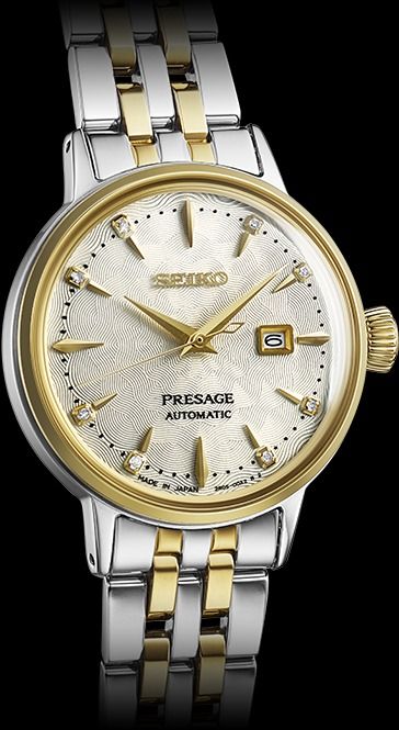 Seiko Presage White Lady Cocktail Time White Gold Textured Dial with ...