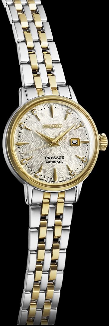 Seiko Presage White Lady Cocktail Time White Gold Textured Dial with ...