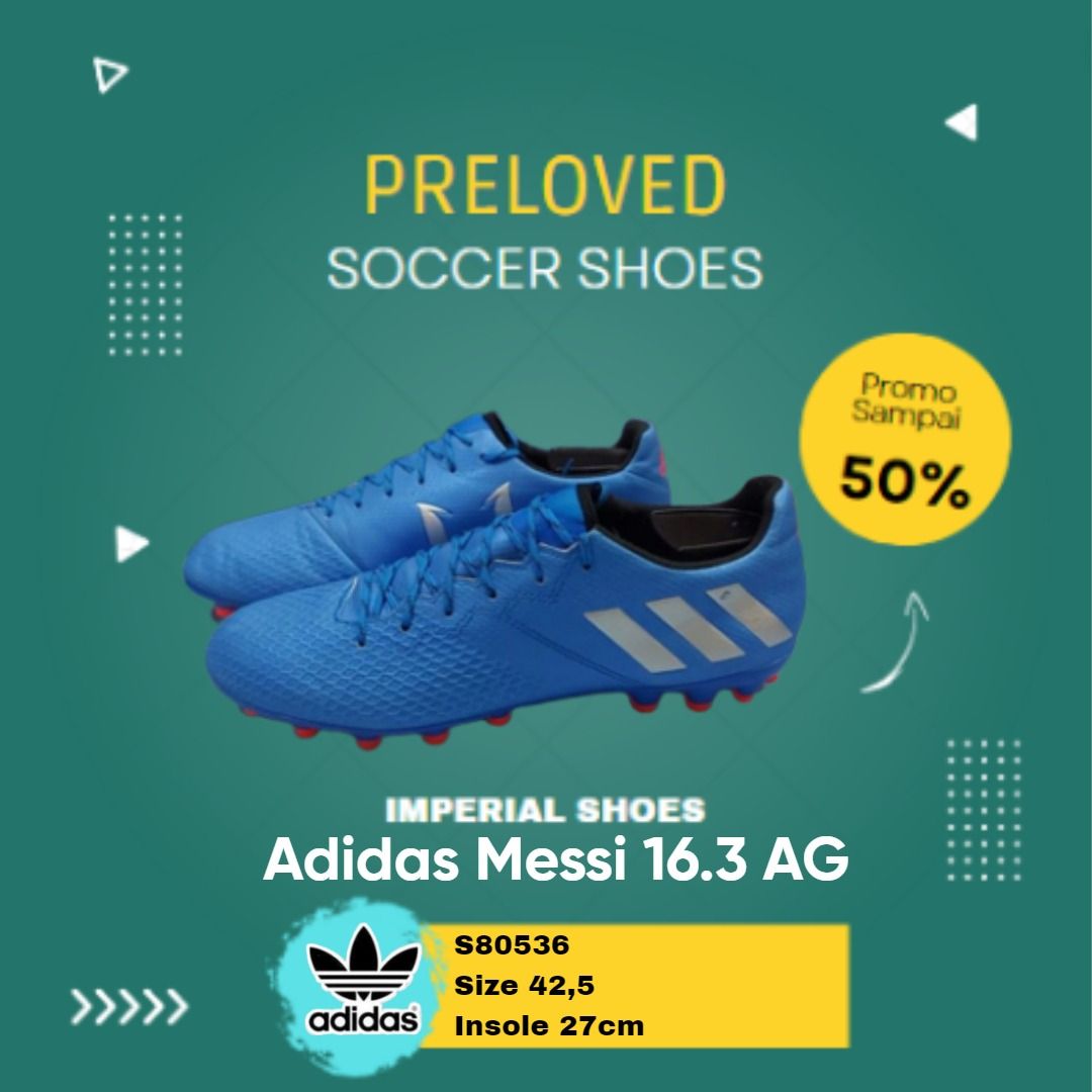 Sepatu Bola Adidas Original Messi 16.3 AG S80536 Blue Ukuran 42,5 ...