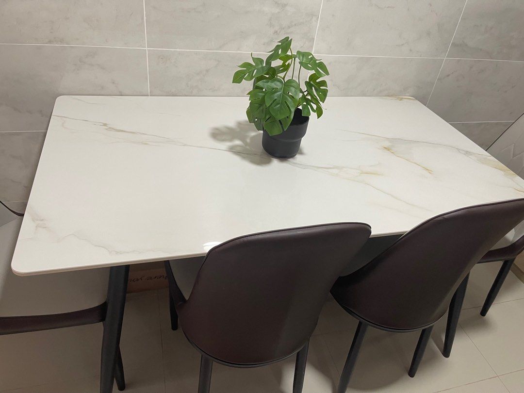Sintered Stone Table Top Dining Set Marble Dining Set 1+6 Chairs ...