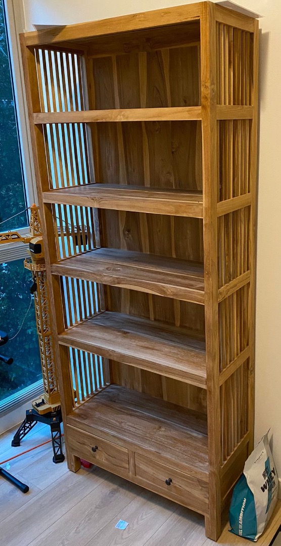 Solid Teak Wood Bookshelf, Furniture & Home Living, Furniture, Shelves ...