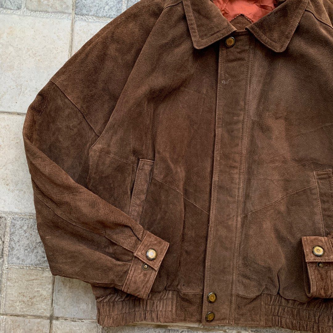 Vintage 90s Pierre Cardin Leather Harrington Jacket Brown, Men's ...