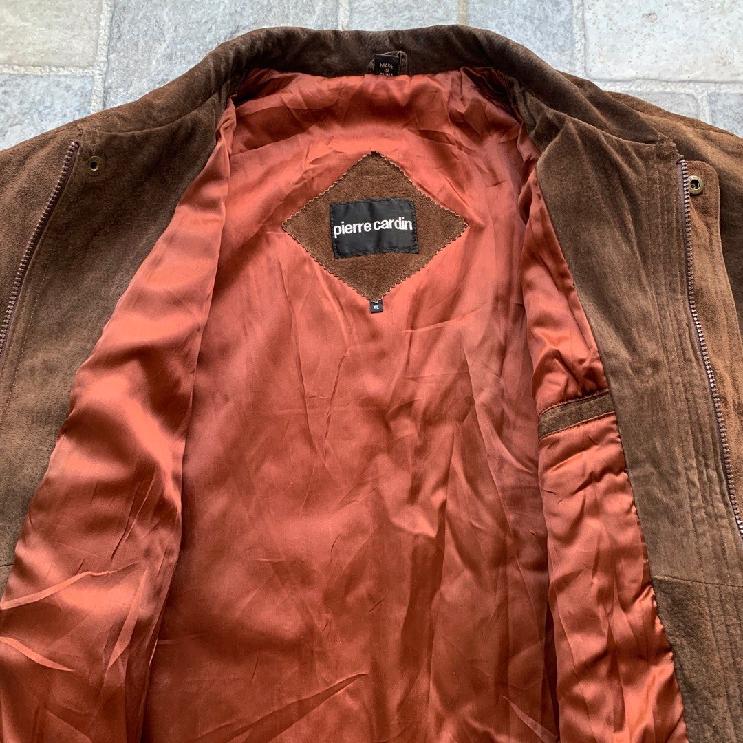 Vintage 90s Pierre Cardin Leather Harrington Jacket Brown, Men's ...