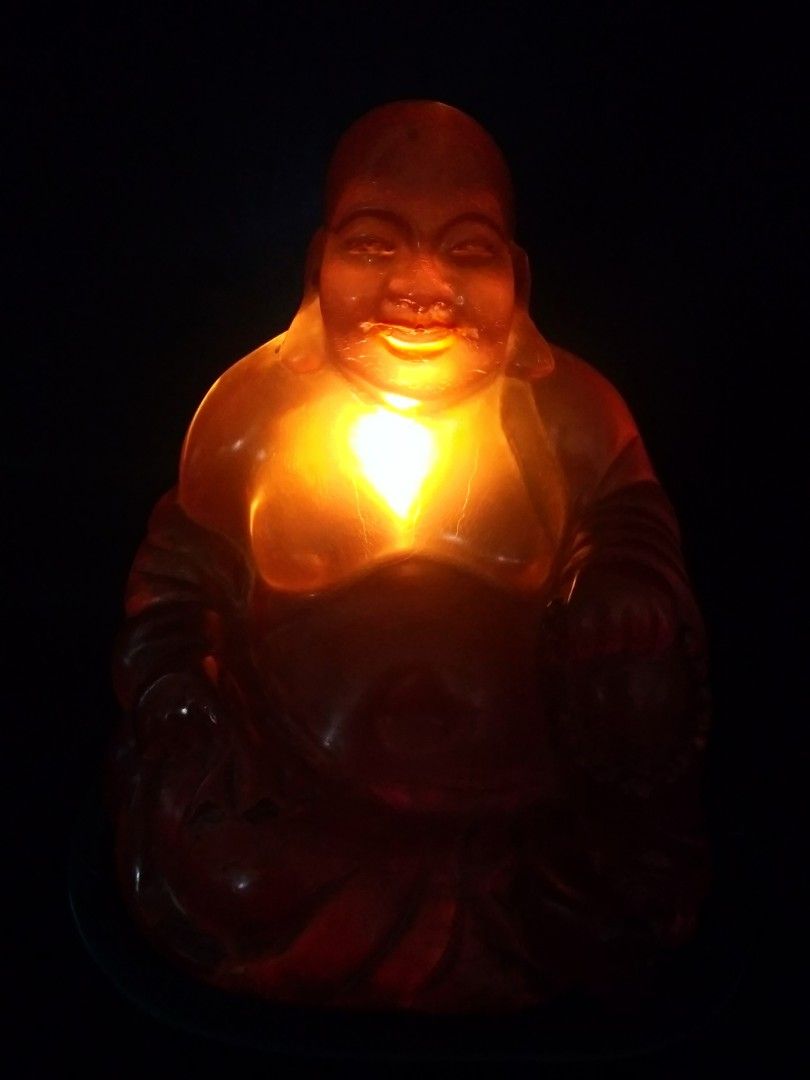 Vintage Translucent Red Amber Color Smiling Buddha, Hobbies & Toys ...