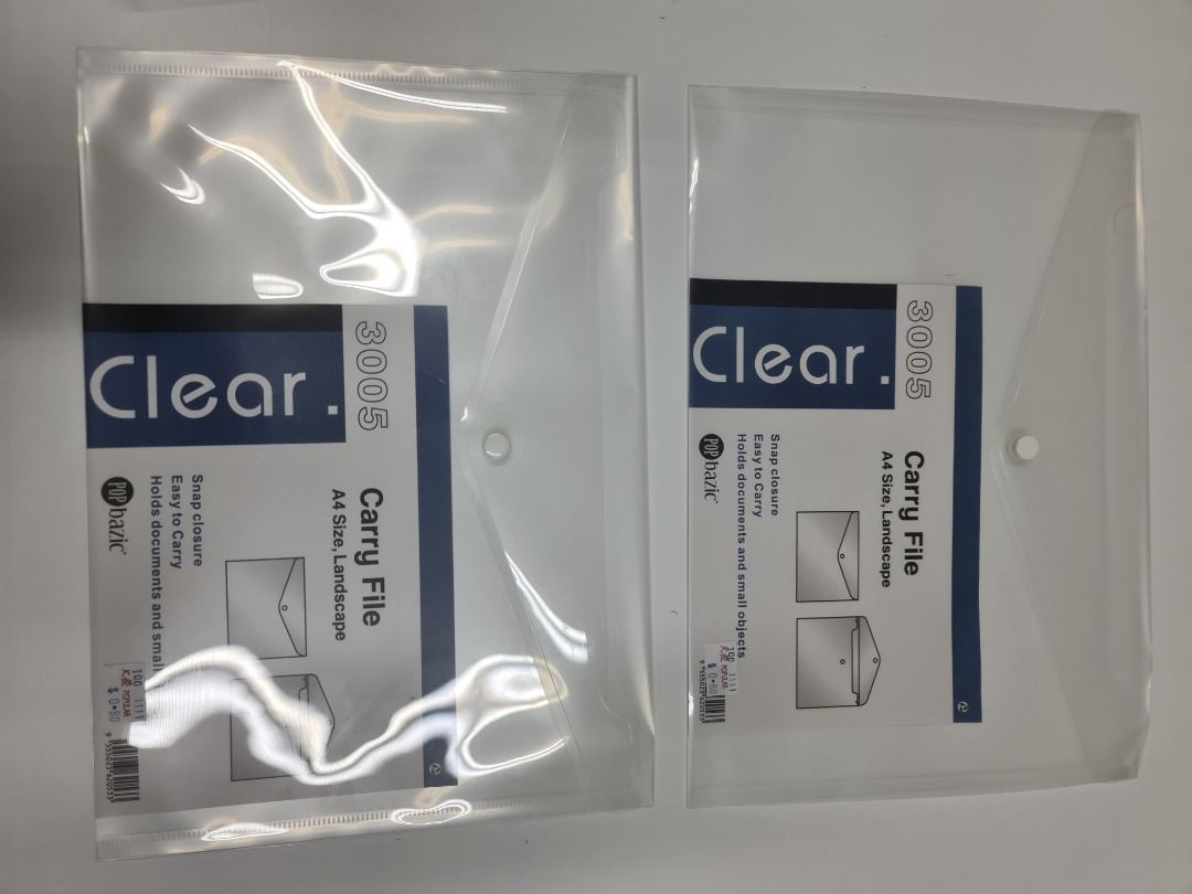 10-pack 10 pieces of CLEAR PLASTIC folder carry folder button A4 Pack ...