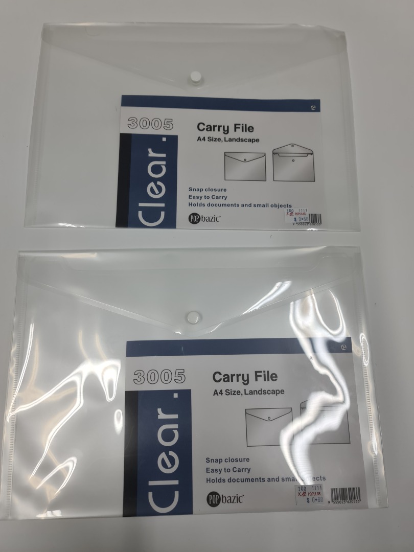 10-pack 10 pieces of CLEAR PLASTIC folder carry folder button A4 Pack ...