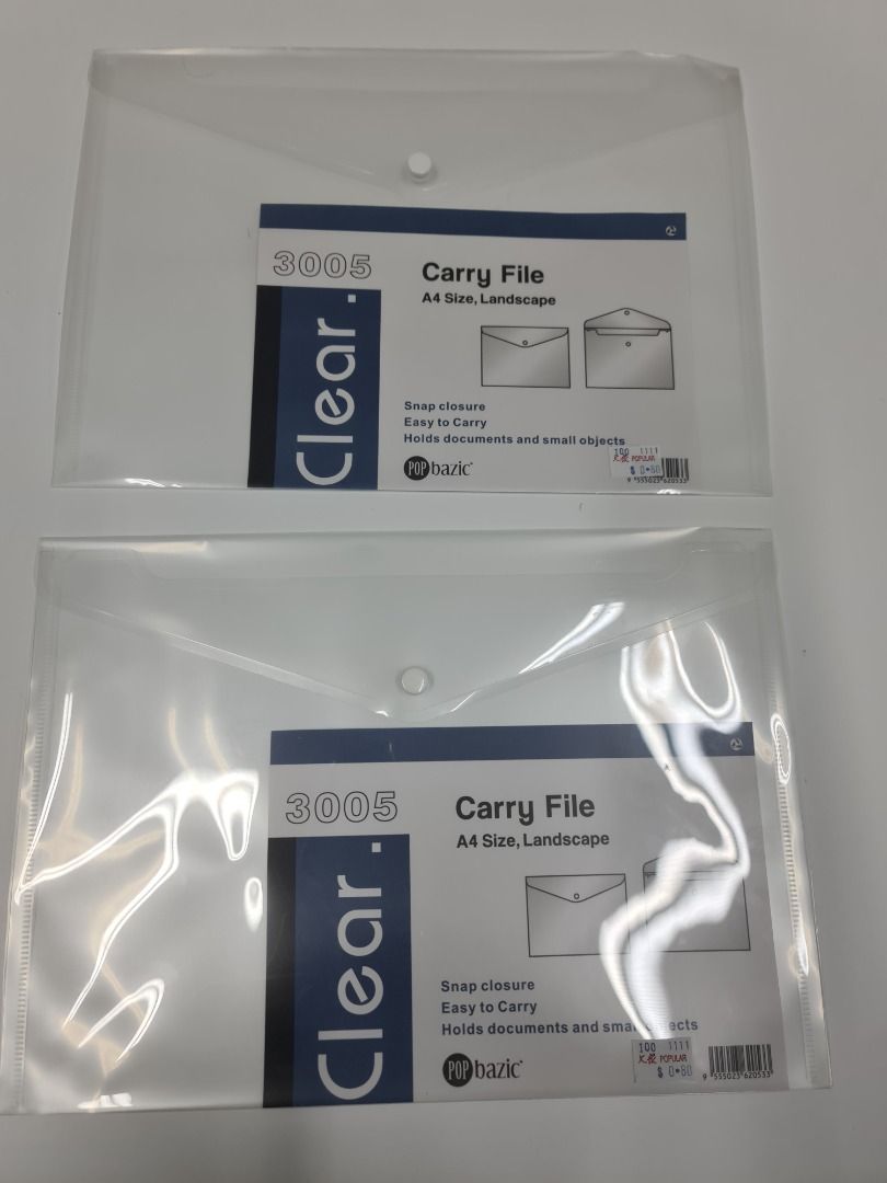 10-pack 10 pieces of CLEAR PLASTIC folder carry folder button A4 Pack ...