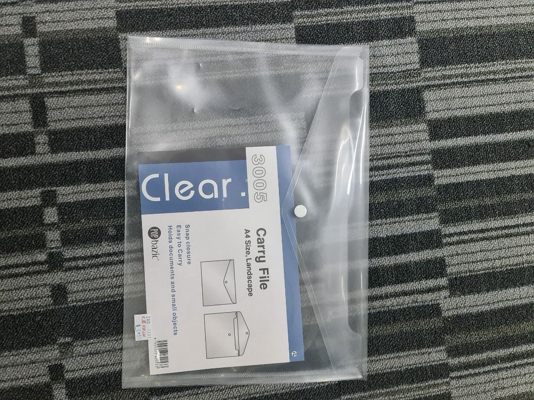 10-pack 10 pieces of CLEAR PLASTIC folder carry folder button A4 Pack ...