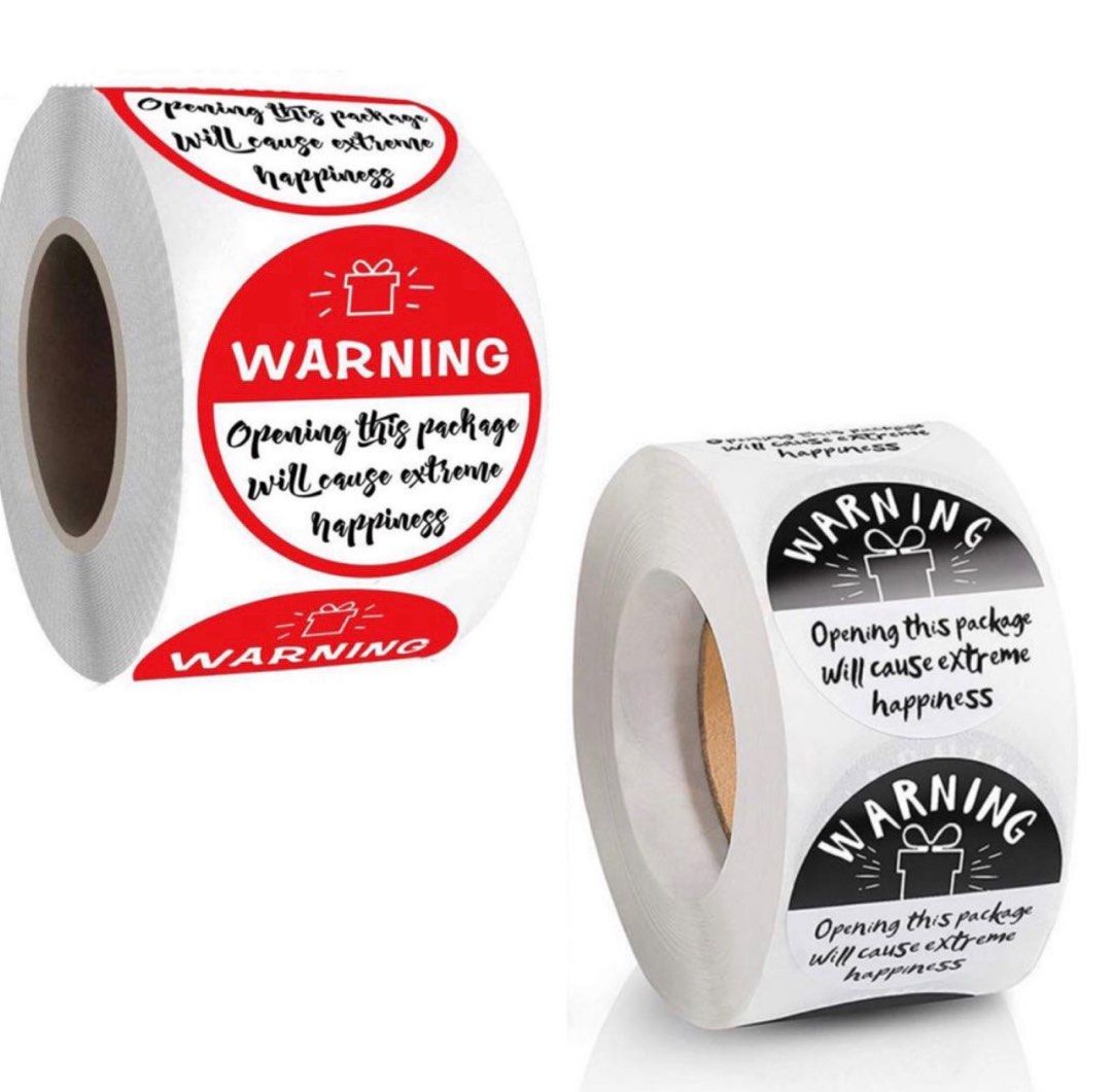 [$5 for 50pcs] Warning Extreme Happiness Sticker Labels, Hobbies & Toys ...