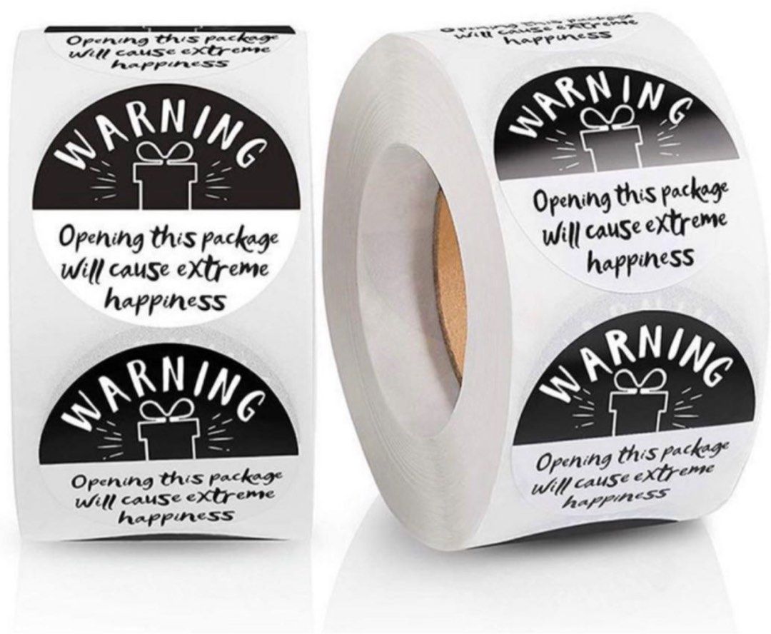 [$5 for 50pcs] Warning Extreme Happiness Sticker Labels, Hobbies & Toys ...