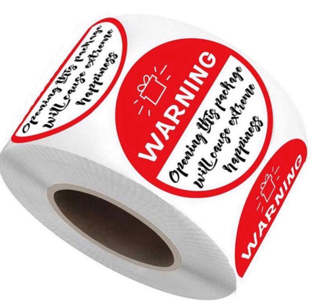 [$5 for 50pcs] Warning Extreme Happiness Sticker Labels, Hobbies & Toys ...