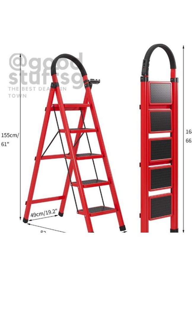 5 steps Red Ladder, Furniture & Home Living, Home Improvement ...