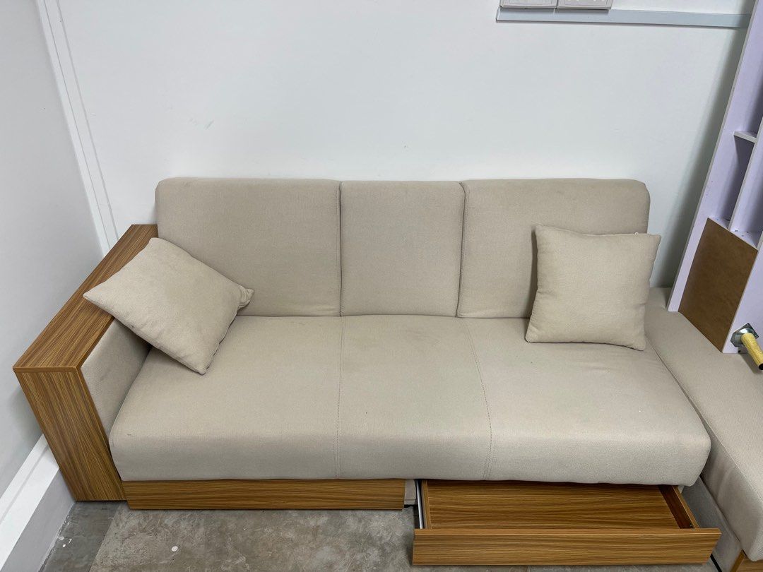7/10 SOFA BED! - with extendable leg rest, Furniture & Home Living ...