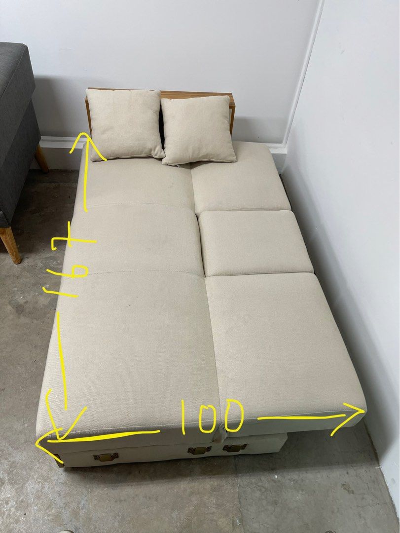 7/10 SOFA BED! - with extendable leg rest, Furniture & Home Living ...