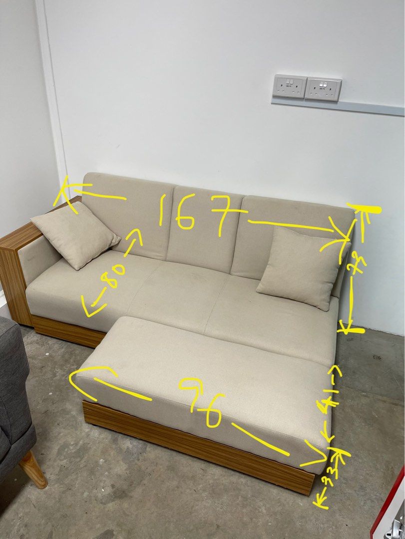 7/10 SOFA BED! - with extendable leg rest, Furniture & Home Living ...