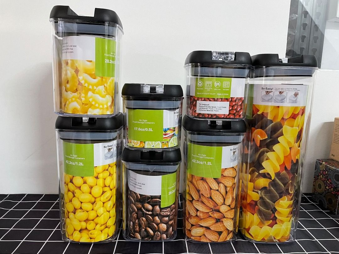 Air Tight Food Storage Container Set - BPA Free. Clear Plastic Kitchen ...
