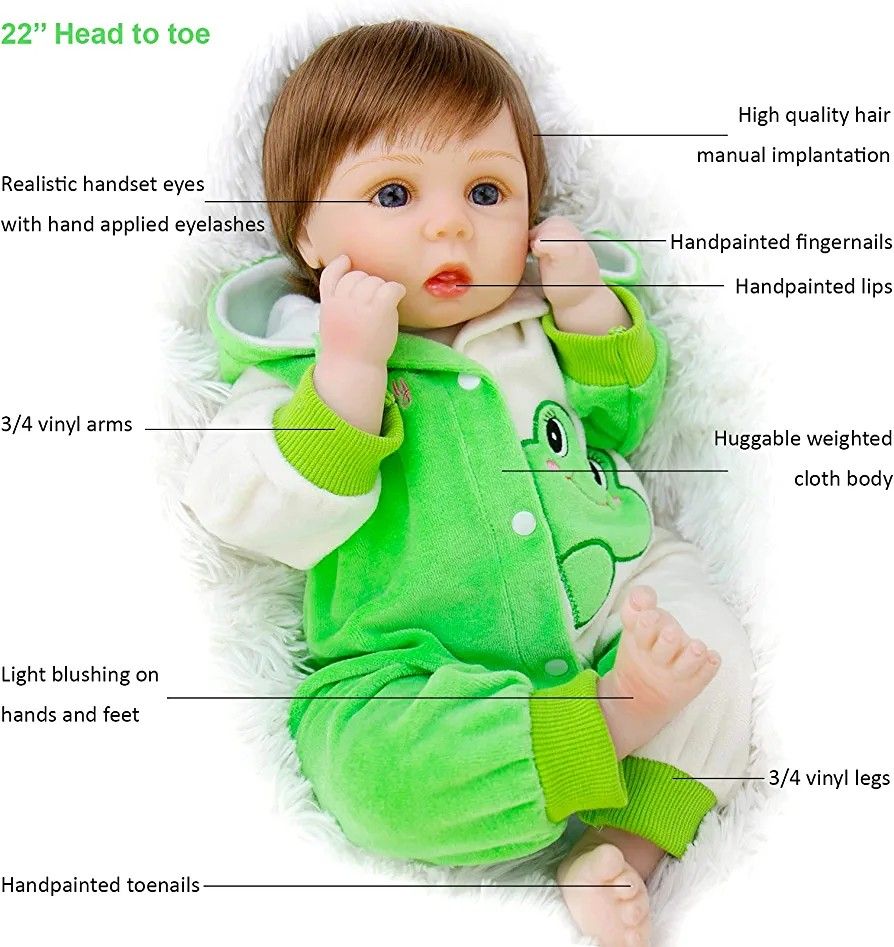 Aori Reborn Baby Dolls Girl 22 Inch Newborn Baby Doll That Look Real ...