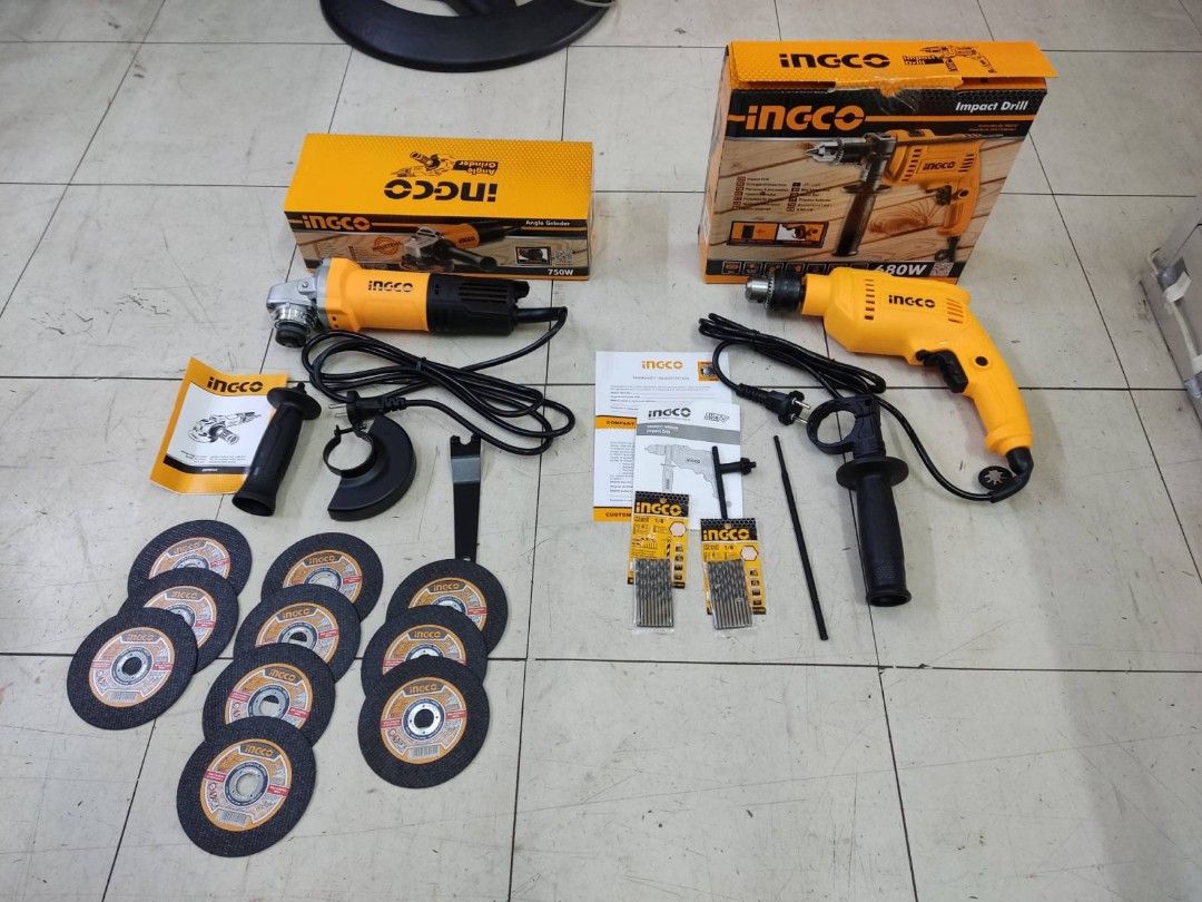 Barena drill and grinder set ingco 2 in 1, Commercial & Industrial ...