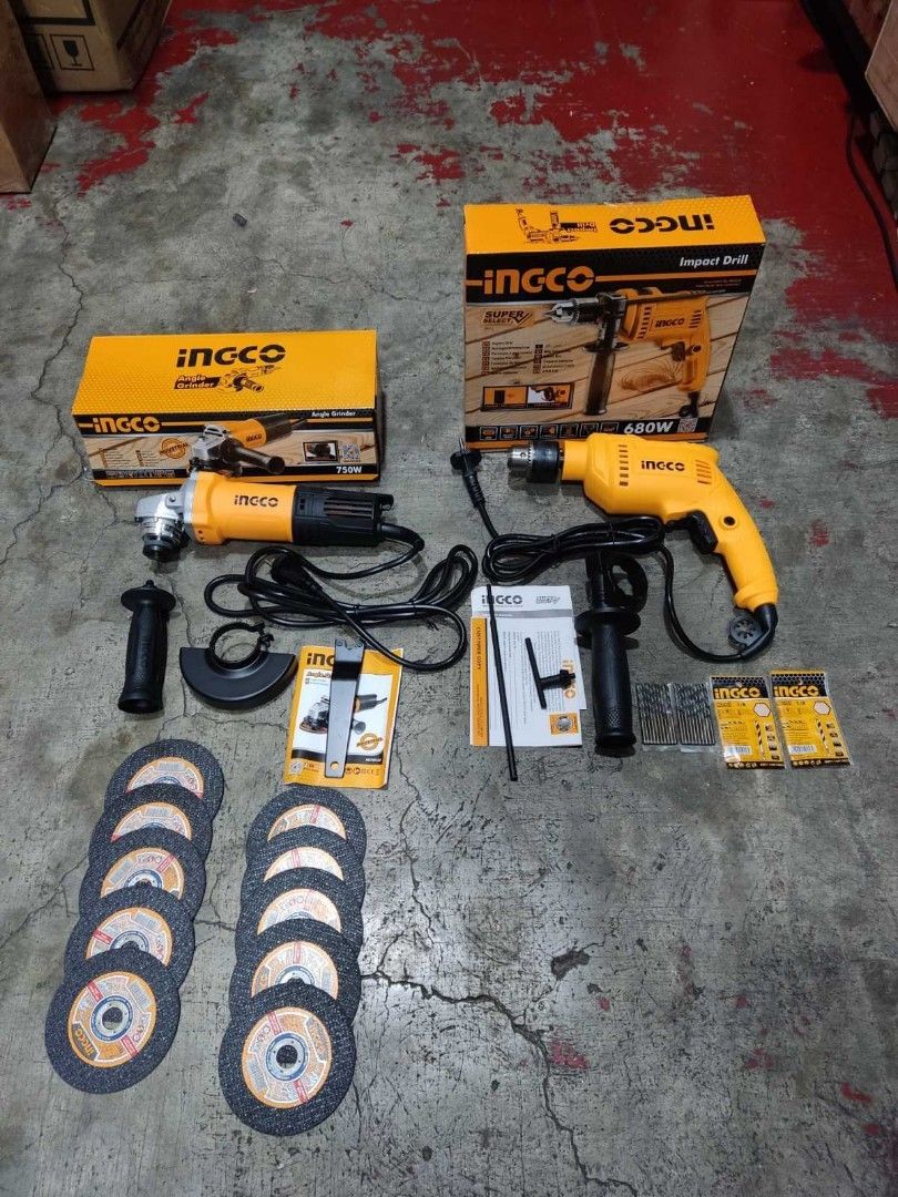 Barena drill and grinder set ingco 2 in 1, Commercial & Industrial ...