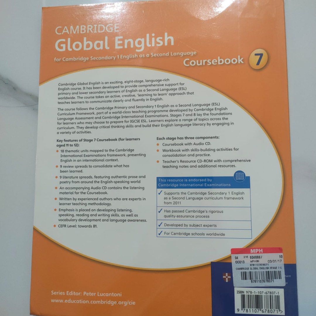 CAMBRIDGE GLOBAL ENGLISH YEAR 7 COURSEBOOK, Hobbies & Toys, Books ...