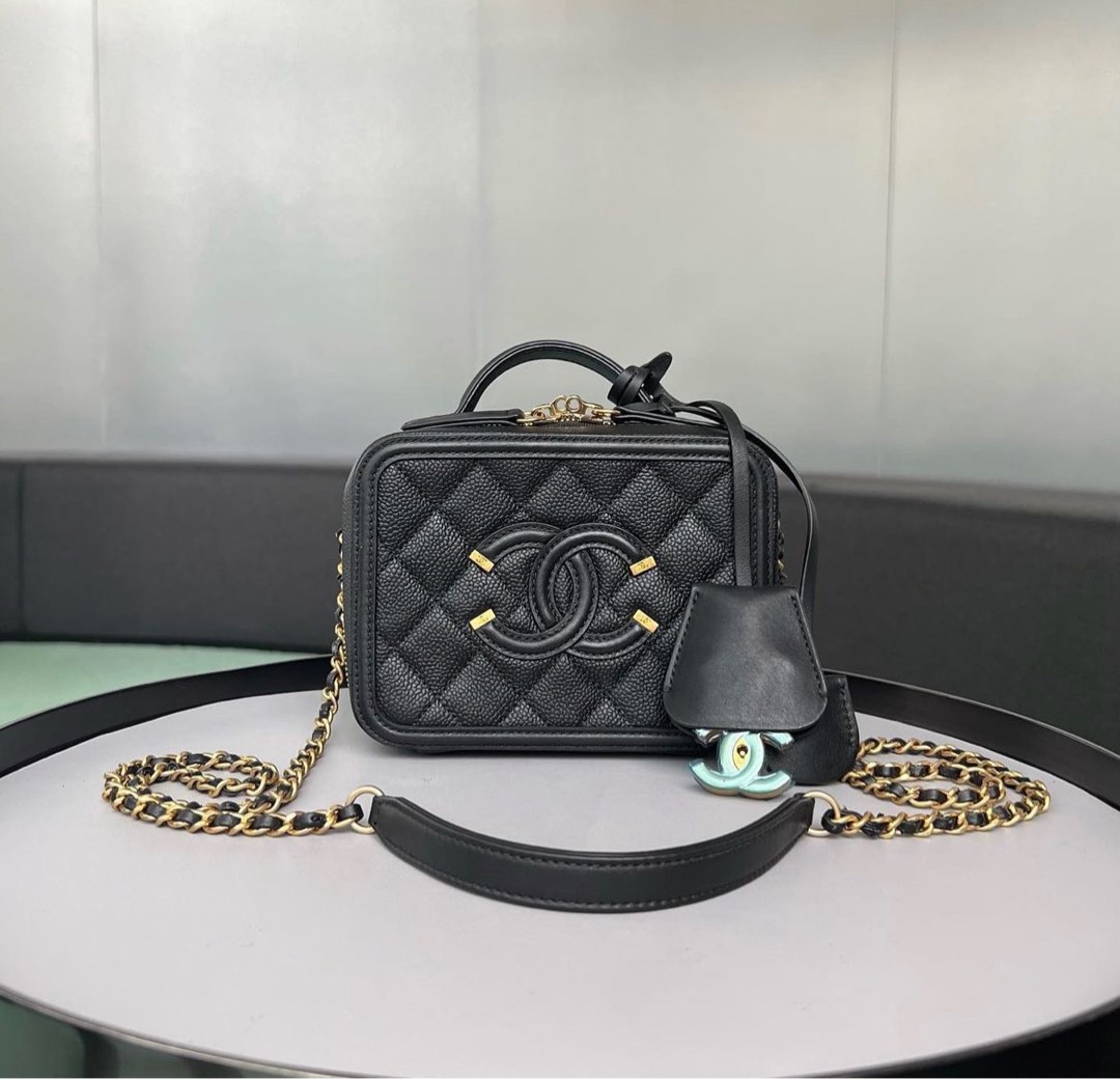 Chanel Filigree Vanity Small Caviar Black Ghw, Luxury, Bags & Wallets ...