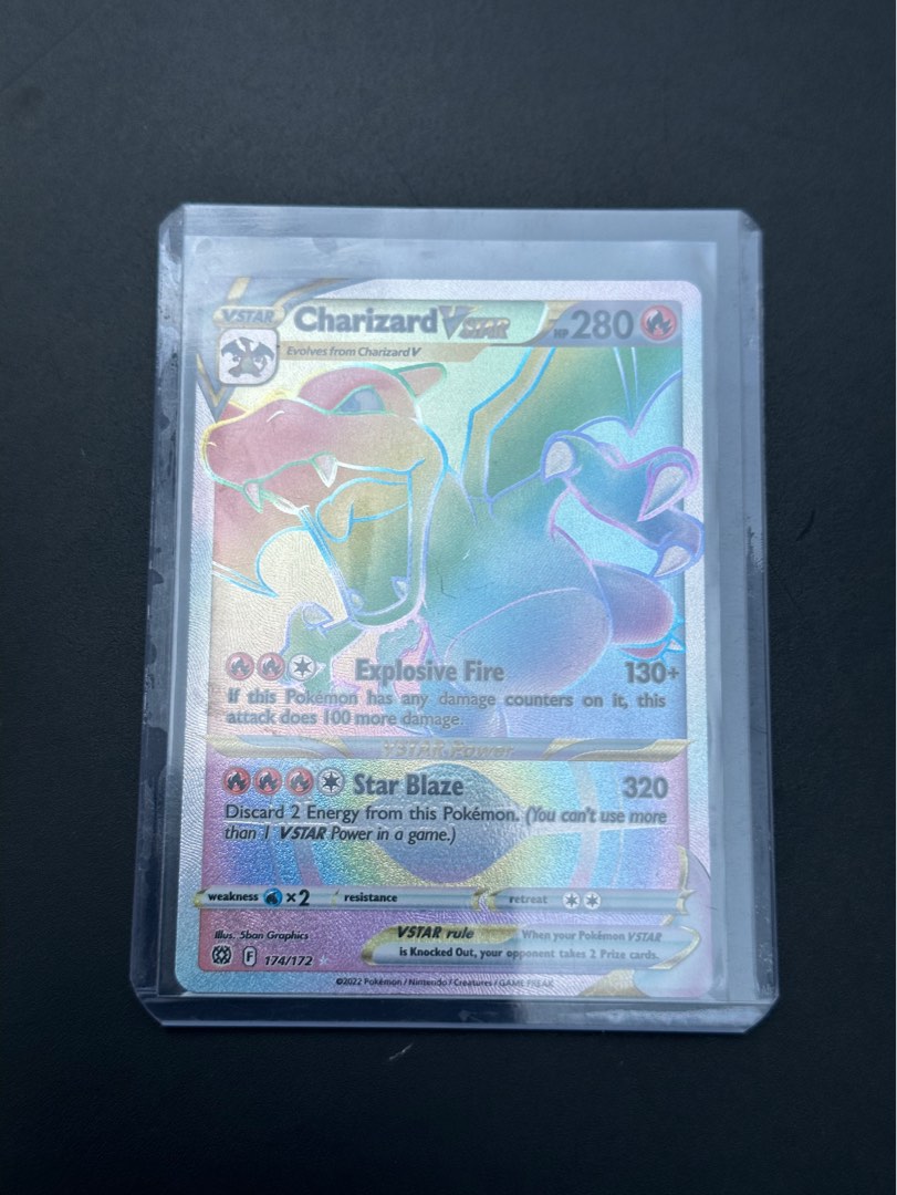 Charizard Vstar Rainbow Secret rare(Brilliant Stars), Hobbies & Toys ...