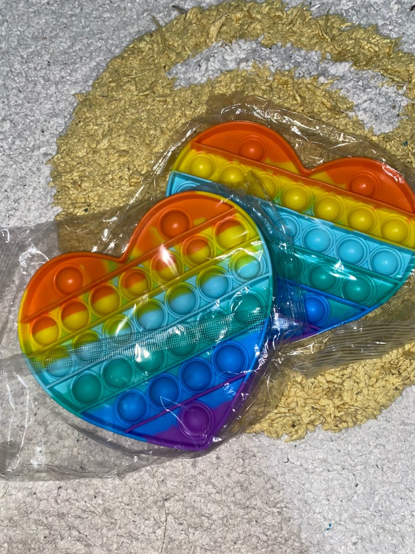 *CLEARANCE* Rainbow Heart Pop It Fidget Toy, Hobbies & Toys, Toys ...