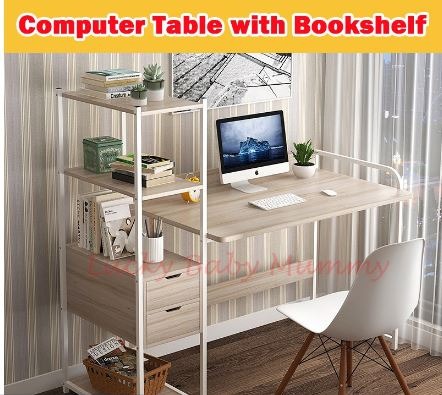 Computer Tables with Bookshelf 3/Computer Table/Study Desk, Furniture ...
