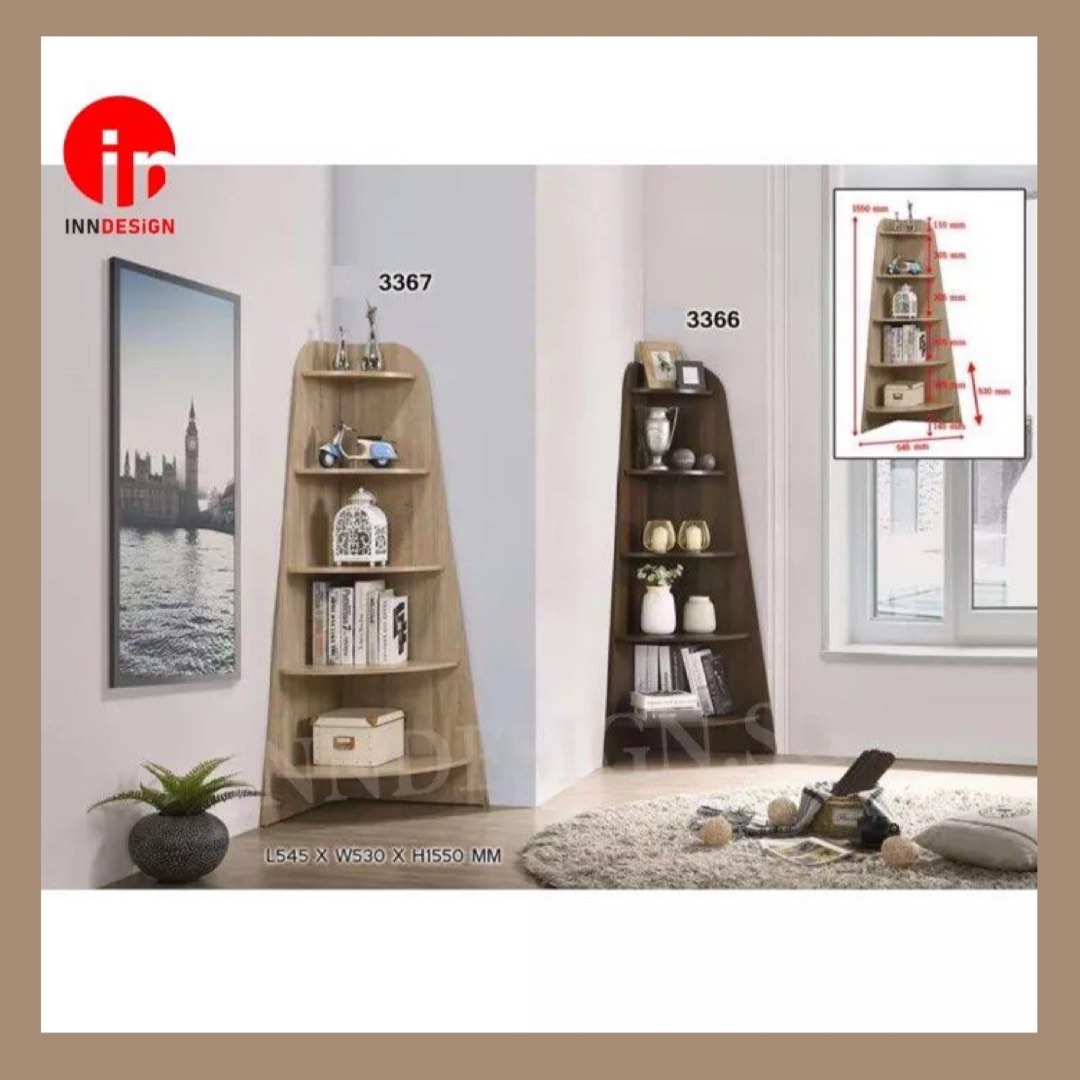 Display Cabinet bookshelf fully assembled Corner Triangle Bookshelf ...