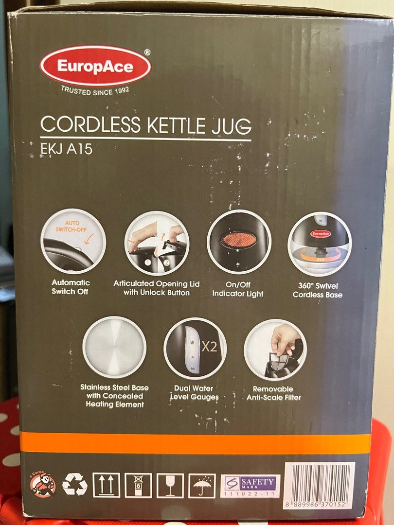 EuropAce Cordless Kettle Jug, TV & Home Appliances, Kitchen Appliances ...