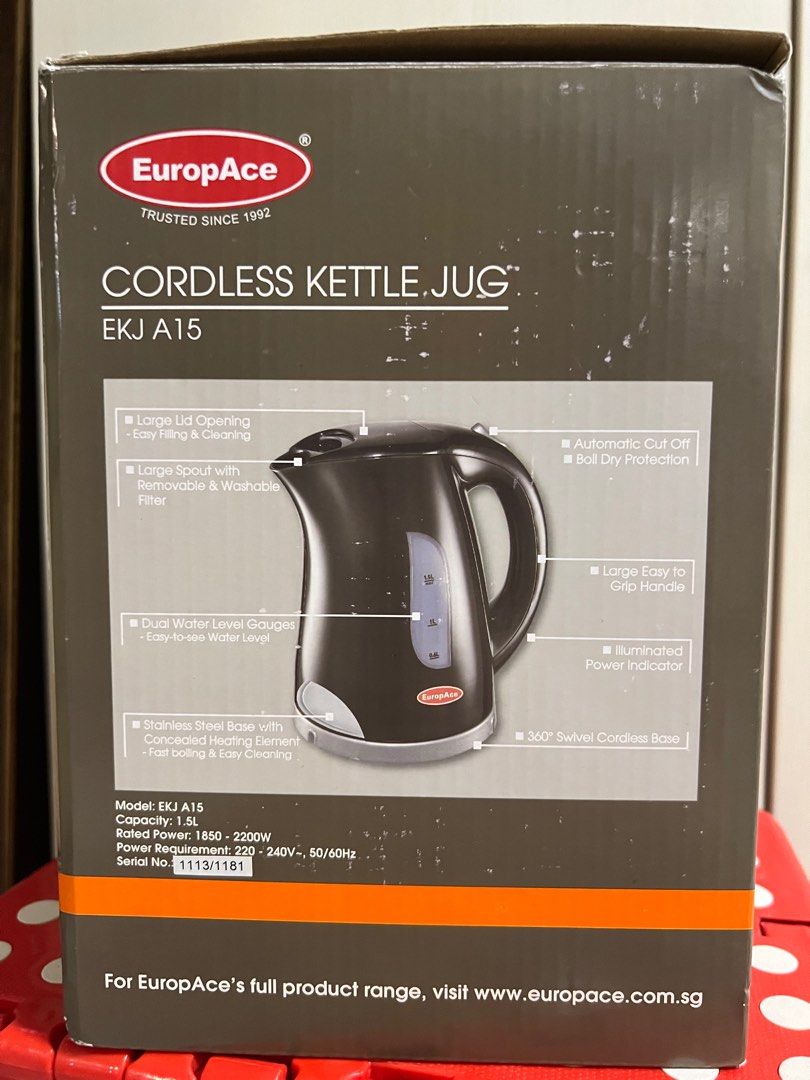 EuropAce Cordless Kettle Jug, TV & Home Appliances, Kitchen Appliances ...