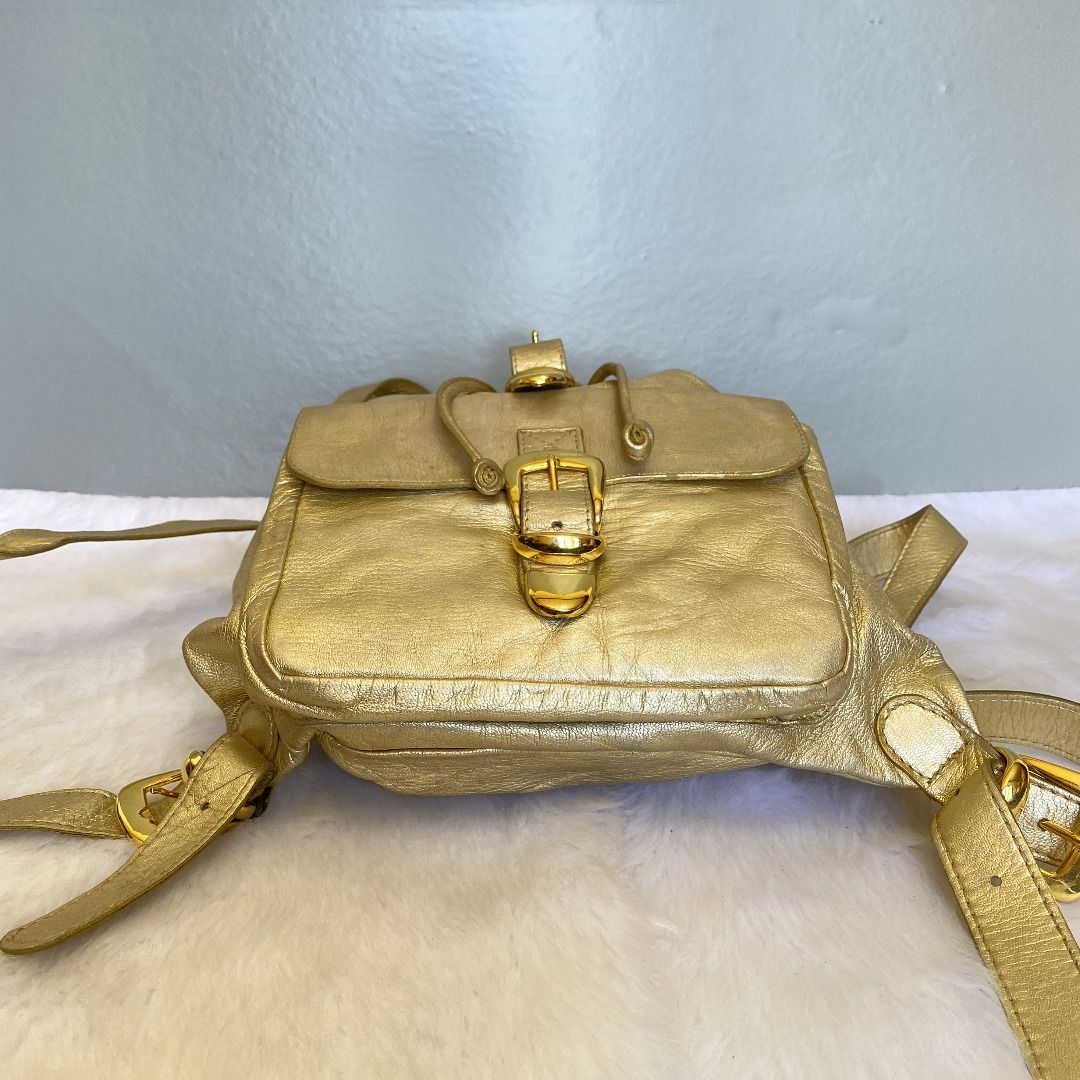 Gianni Versace Rare Vintage Gold Medusa Flap Leather Backpack, Men's ...
