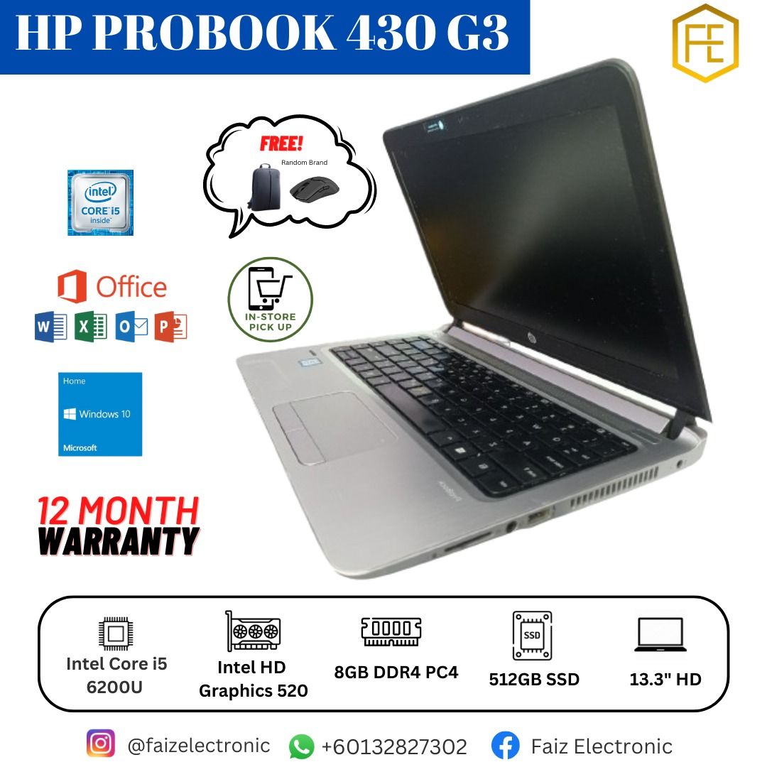HP PROBOOK 430 G3, Computers & Tech, Laptops & Notebooks on Carousell